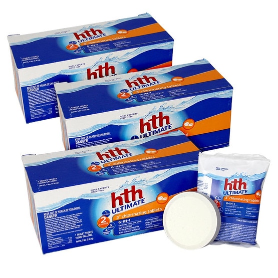 HTH Ultimate 3" Tablets - 3 x 3 Lbs | 3" Chlorine Tabs | Pool Cover Center