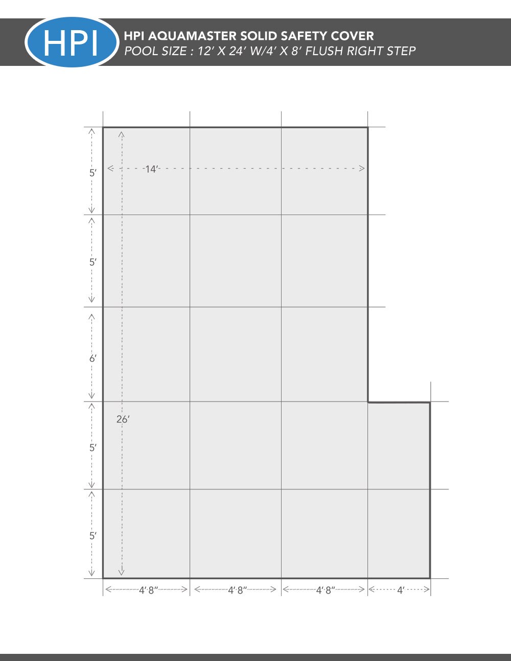 Solid 12 x 24 Pump Right Step Gray | Pool Cover Center